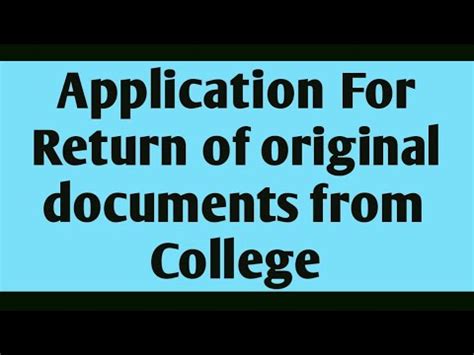 Application For Return Of Original Documents From College YouTube