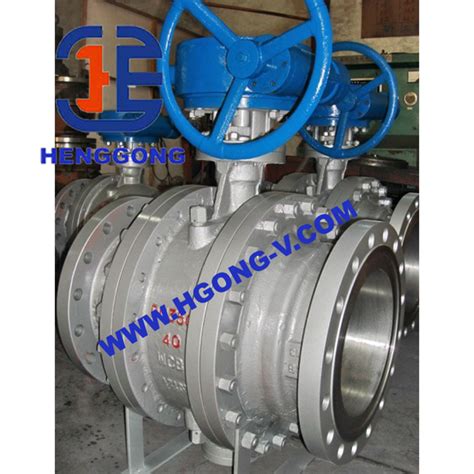 ANSI DIN JIS A105 Wcb 304 F91 Worm Gear Pneumatic Trunnion Mounted