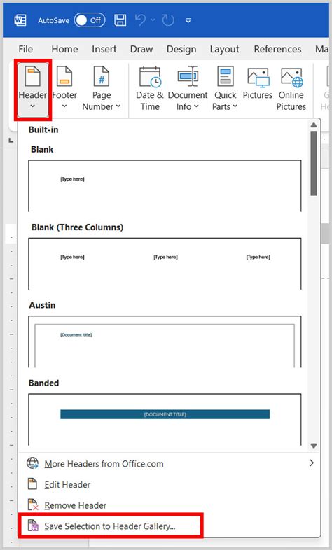 how to create reusable headers and footers in microsoft word