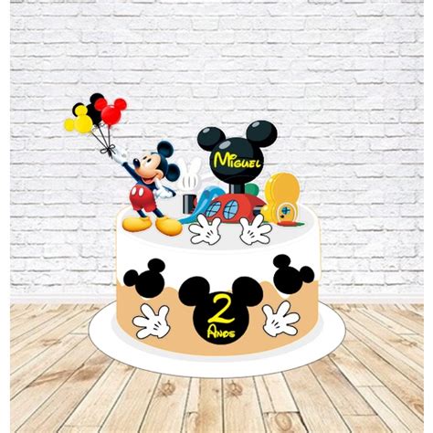 Topo De Bolo Personalizado Mickey Mouse Shopee Brasil