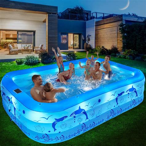 LanBlu Piscina Gonfiabile Adulti Con Luci Solare Piscina Gonfiabile