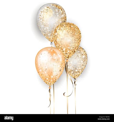 Flying Glossy White And Yellow Shiny Realistic 3D Helium Balloons With