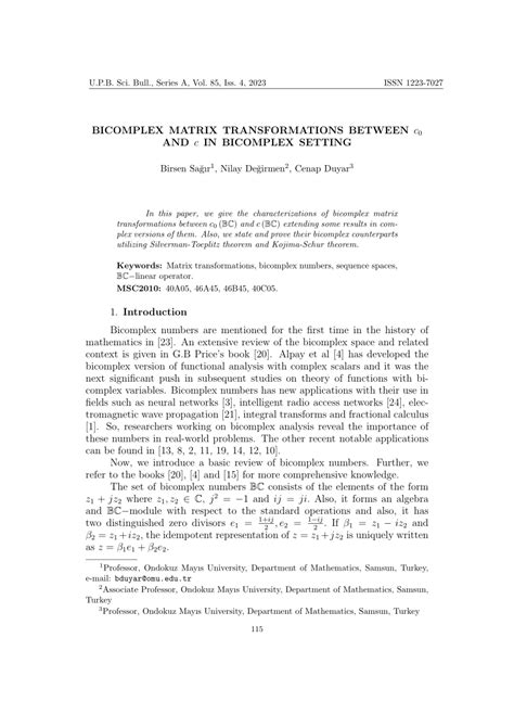 pdf bicomplex matrix transformations between c 0 and c in bicomplex setting