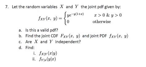 solved let the random variables x and y the joint pdf given