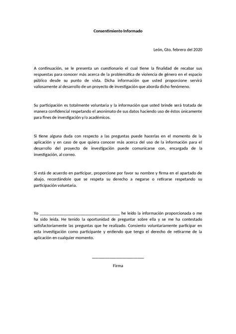 Consentimiento Del Ejemplo Gobernado