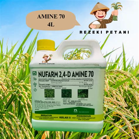 ORIGINAL 4L AMINE 70 NUFARM Racun Rumpai 2 4 D Keladi Agas Rumpai