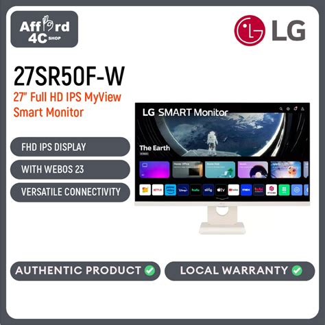 LG 27SR50F W 27 FHD IPS MyView Smart Monitor With WebOS And Built In