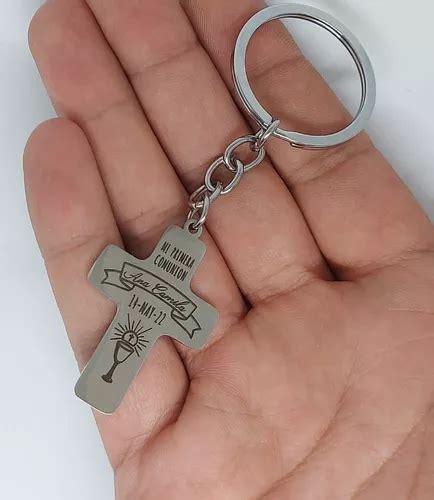 Llavero Cruz Recuerdo Bautizo Primera Comunión Personalizado en venta