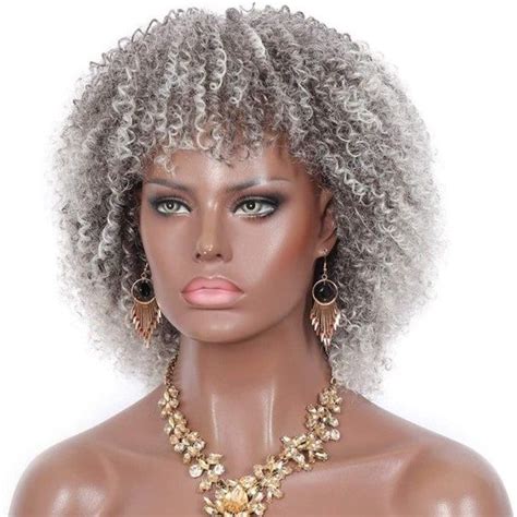 8 Inch Curly Afro Synthetic Gray Ombre Wig Etsy In 2022 Ombre Wigs