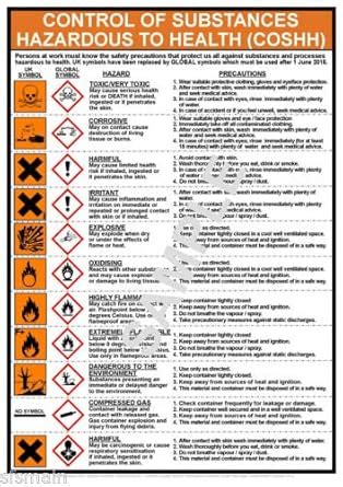 COSHH HEALTH AND SAFETY A4 LAMINATED POSTER Amazon Co Uk Business