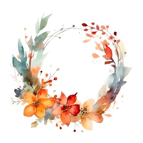Colorful Watercolor Floral Border With Blooming Flowers And Leaves