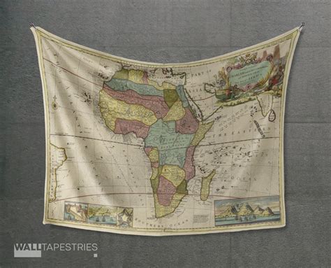 Year 1710 Map Of Africa Tapestry Wall Art Vintage Map Gift Etsy