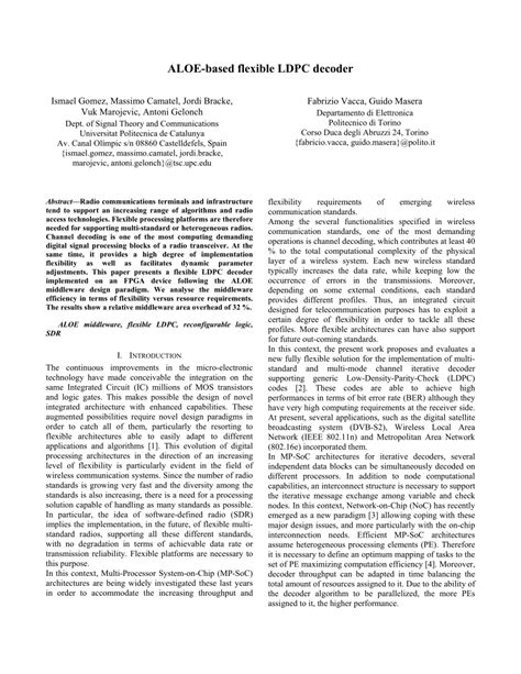pdf aloe based flexible ldpc decoder