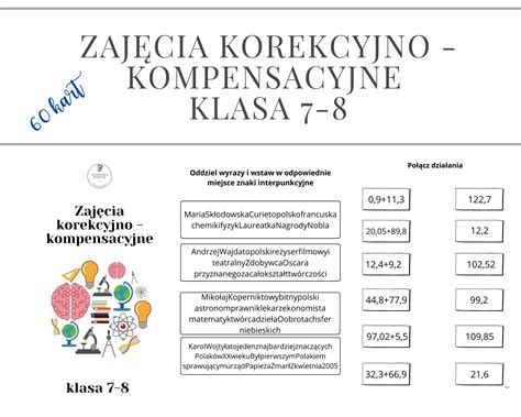 Karty pracy na zajęcia korekcyjno kompensacyjne rewalidacyjne klasa 7