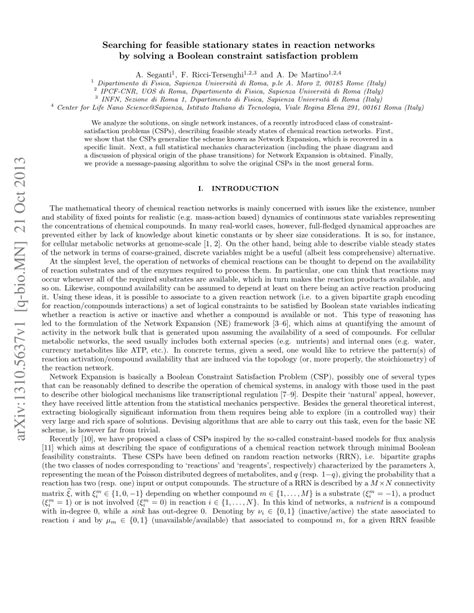 pdf searching for feasible stationary states in reaction networks by solving a boolean