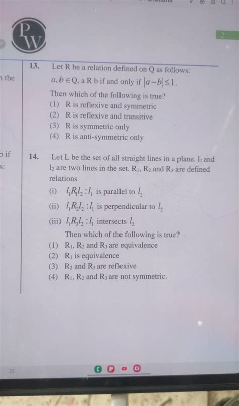 let r be a relation defined on q as follows a b∈q arb if and only if ∣a−