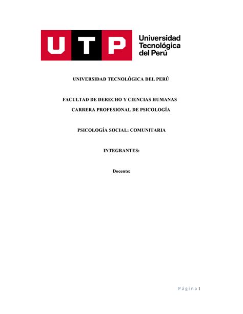 Trabajo Final Psico Social Universidad Tecnol Gica Del Per Facultad