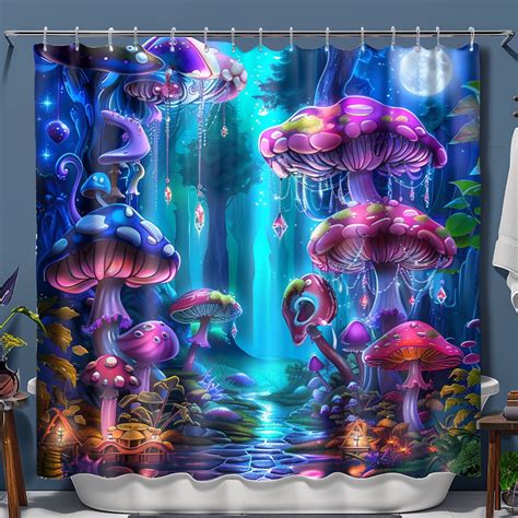 Enchanting Moonlit Forest Mushroom Shower Curtain Transform Your