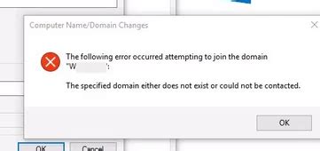 Error The Specified Domain Doesnt Exist Or Couldnt Be Contacted