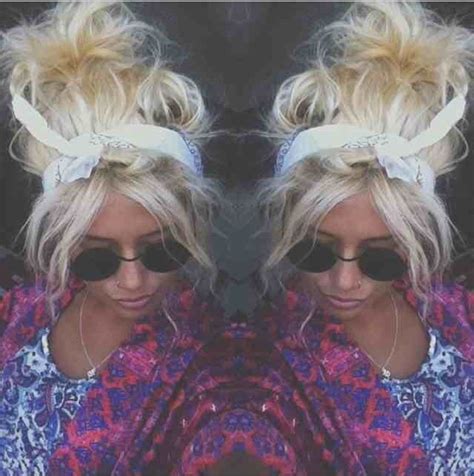 Messy Bun With Bandana Bandana Hairstyles Bun Hairstyles Cute Messy