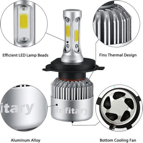 2421 INFITARY LED Headlight Bulbs H4 Conversion Kits High Low Beam
