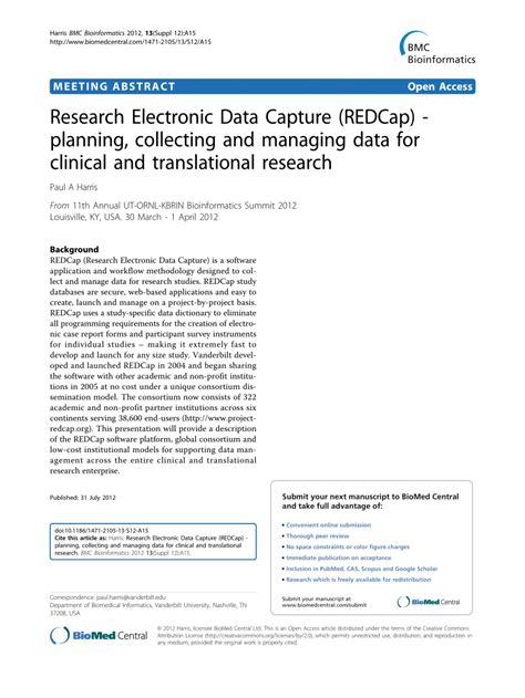 pdf research electronic data capture redcap —planning collecting and managing data for