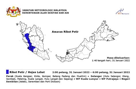 Tujuh Daerah Di Selangor Dijangka Alami Ribut Petir Hujan Lebat