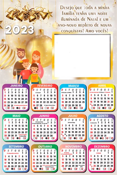 Calendário 2023 Natal e Ano Novo Mensagem Família PNG Imagem Legal