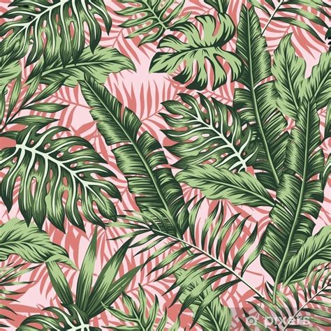 Vinilo Pixerstick Fondo De Plantas Tropicales De Selva Verde Tropical
