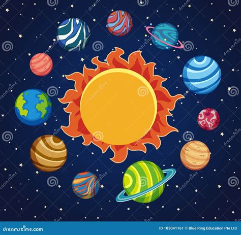Fondo De La Sistema Solar Con Los Planetas Alrededor Del Sol