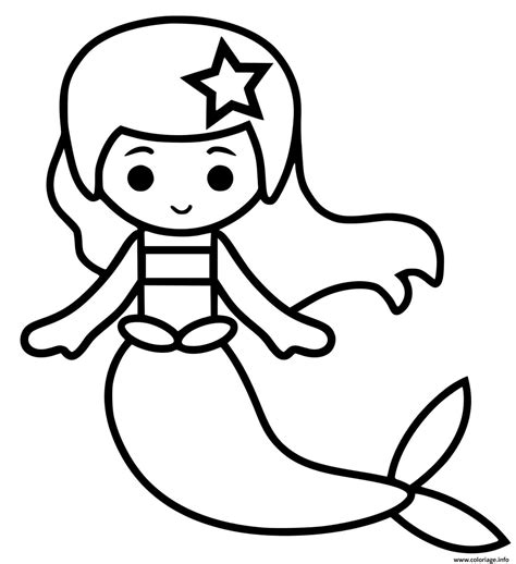 Coloriage Sirene Facile Scandinave Dessin Sirene à imprimer
