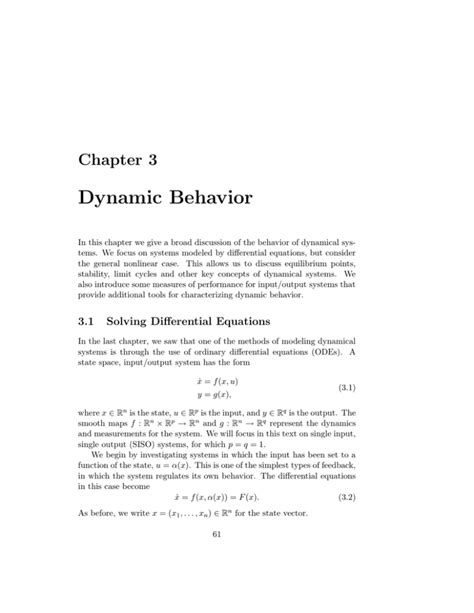 dynamic behavior control and dynamical systems