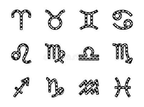 Vector Set Of Zodiac Signs With Constellations In Doodle Style Stock
