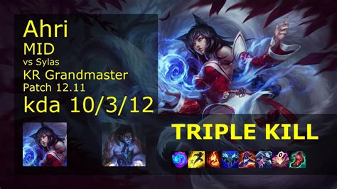 Ahri vs Sylas Mid KR 10 3 12 Patch 12 11 Gameplay 롤 아리 vs 사일러스