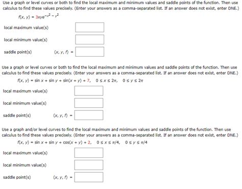 solved use a graph or level curves or both to find the local