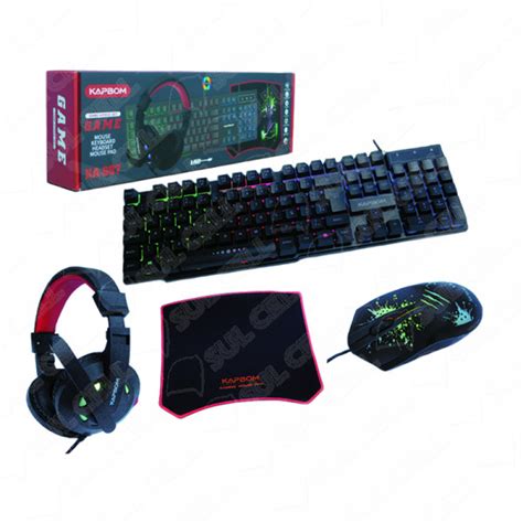 Kit Gamer Teclado Mouse USB Mouse Pad E Fone Headset Led RGB Luminoso