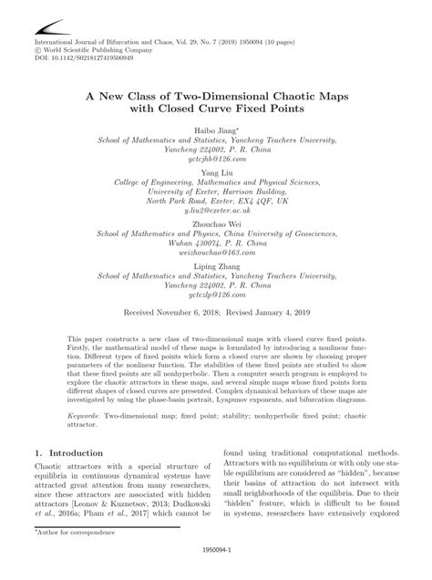pdf a new class of two dimensional chaotic maps with closed curve fixed points