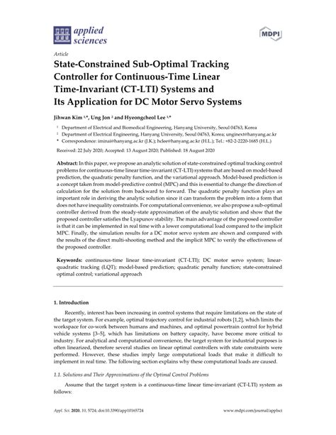 pdf state constrained sub optimal tracking controller for continuous time linear time