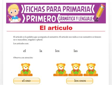 Aprendiendo sobre el Artículo para Primer Grado de Primaria