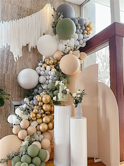 Sage Green And Grey Balloon Garland Th Birthday Balloons Balloon