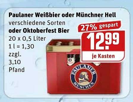 Paulaner Weißbier Oder Münchner Hell Oder Oktoberfest Bier Angebot bei