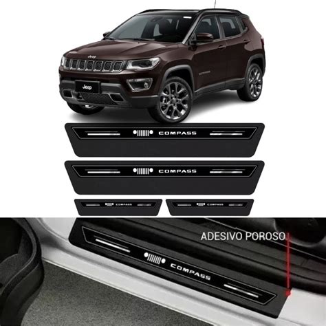 Jogo Soleira Prote O Resinada Porta Premium Preto Black Jeep Compass