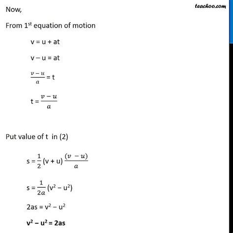 derivation of all 3 equations of motion by graph teachoo