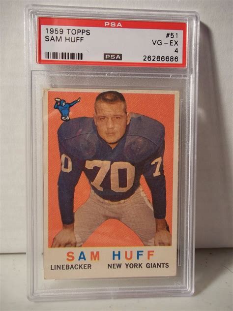 1959 Sam Huff Rookie PSA VG EX 4 Football Card 51 NFL Collectible