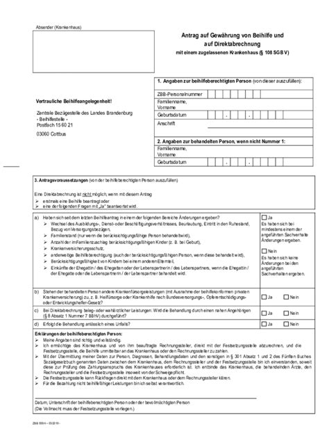 Ausf Llbar Online Zbb Brandenburg Antrag Auf Gewhrung Von Beihilfe Und