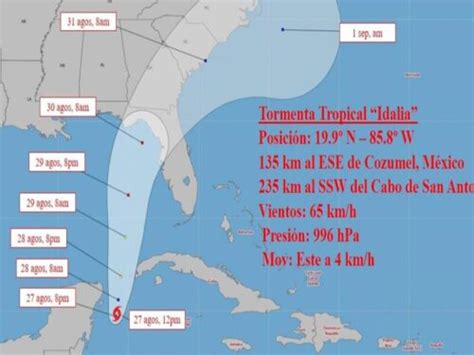 Tormenta Tropical Idalia lenta y errática por el noroeste del Caribe
