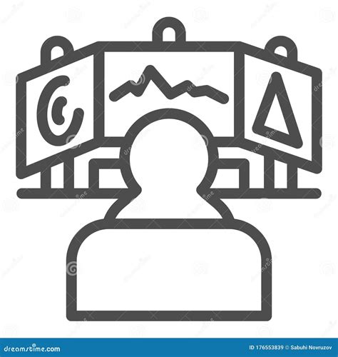 Game Developer Monitors Line Icon Development Programmer Workplace