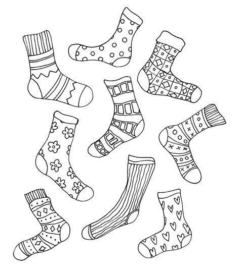 Calcetines Imprimibles Para Colorear Imprimir E Dibujar ColoringOnly