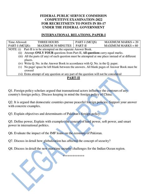 CSS International Relations IR Paper I 2022 Legalversity