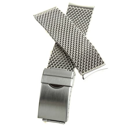 Vollmer poliertes 22mm XL Milanaise Edelstahlband Faltverschluß massiv
